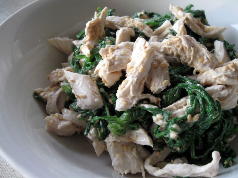 Shungiku Chicken Salad – Hiroko's Recipes