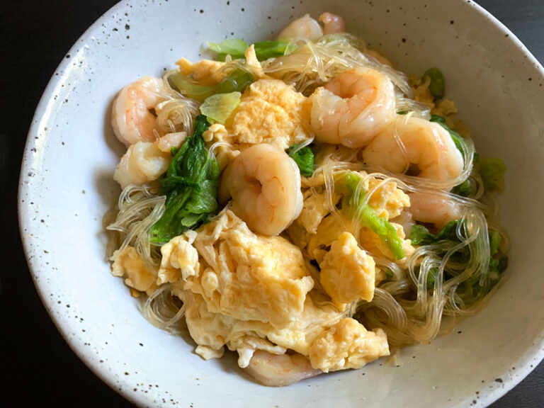 Stir-fried Harusame with Prawns & Lettuce – Hiroko's Recipes