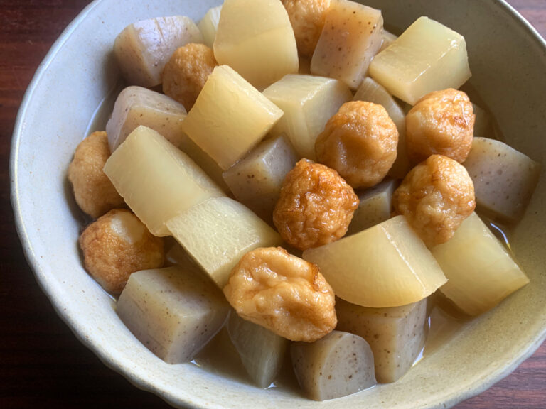 Simmered Daikon, Konnyaku (Konjac) and Fish Balls – Hiroko's Recipes